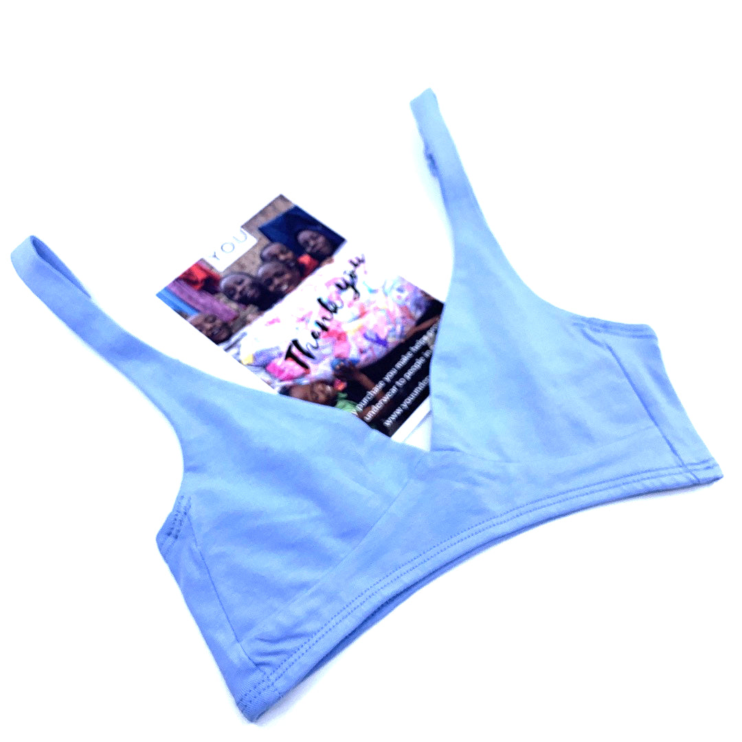 Girls' organic cotton bralette - light blue – Y.O.U underwear