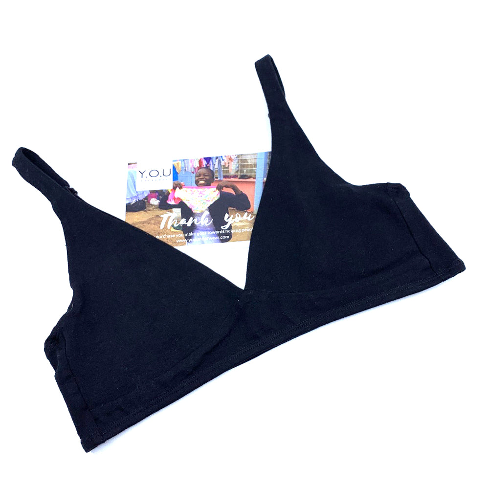 Girls' organic cotton bralette - black